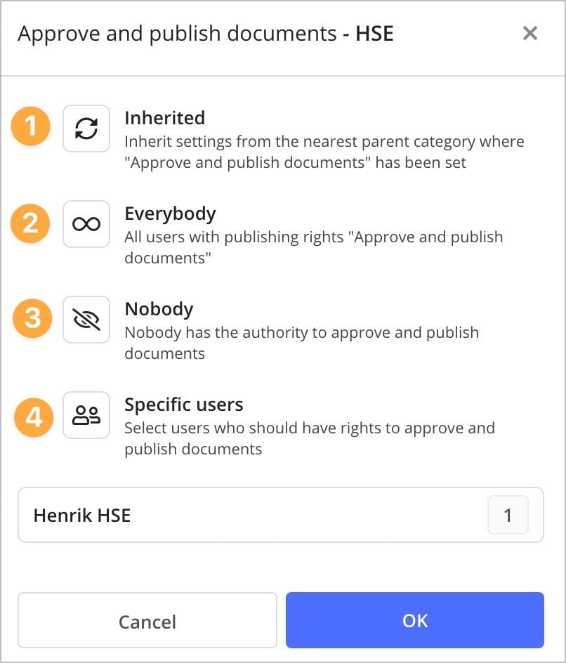 Grant users the ability to approve and publish documents